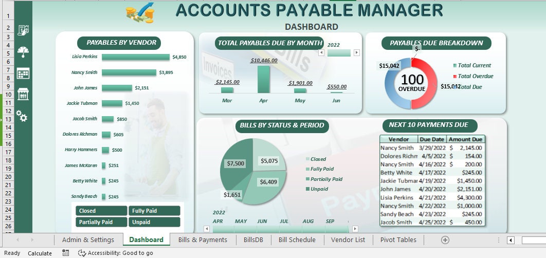 Accounts Payable Manager: Excel Application With Invoice Tracker - Etsy