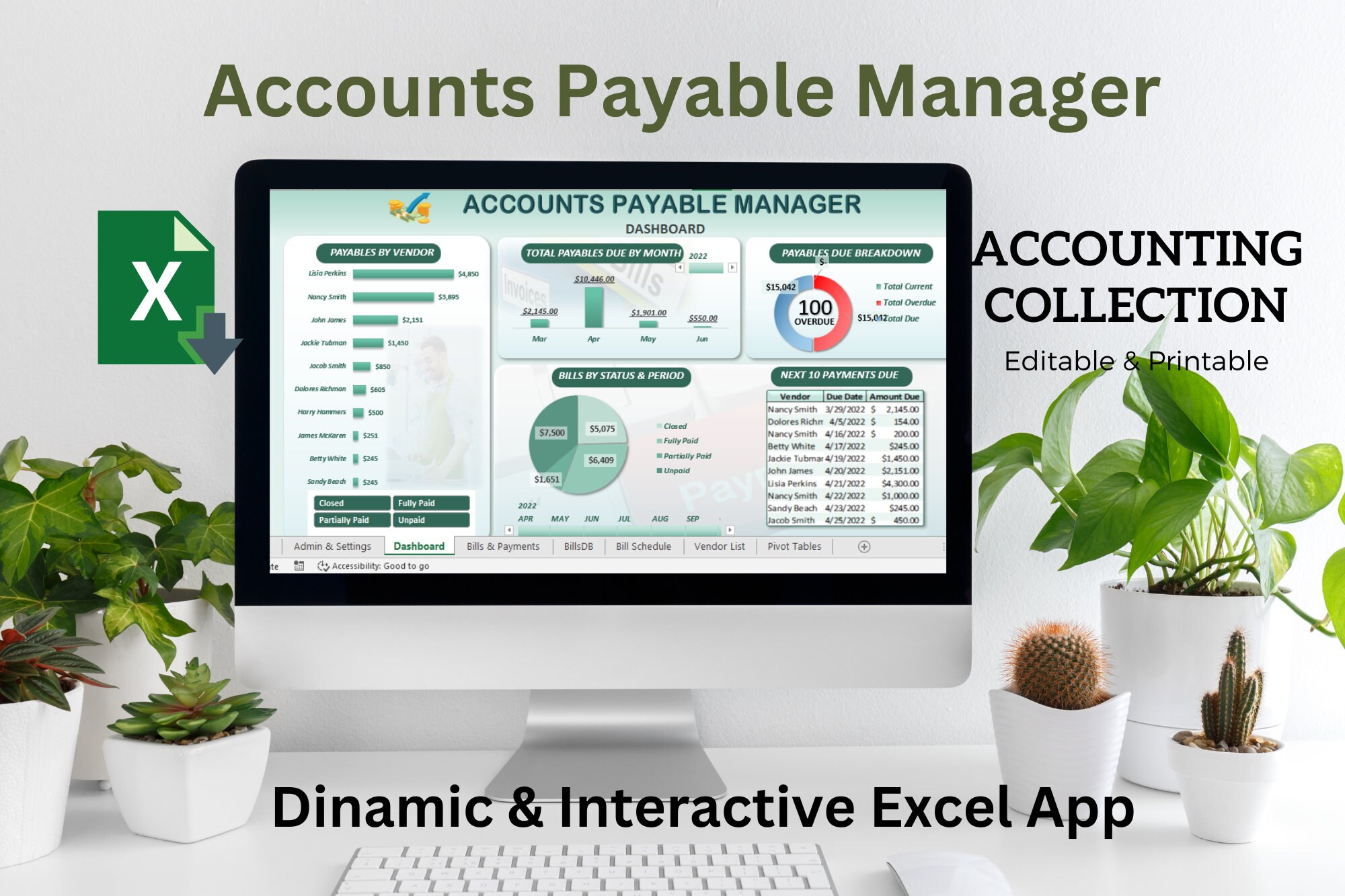 Accounts Payable Manager: Excel Application With Invoice Tracker - Etsy