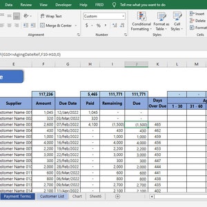 Account Receivable | Excel Template Google Sheets Compatible | Instant ...