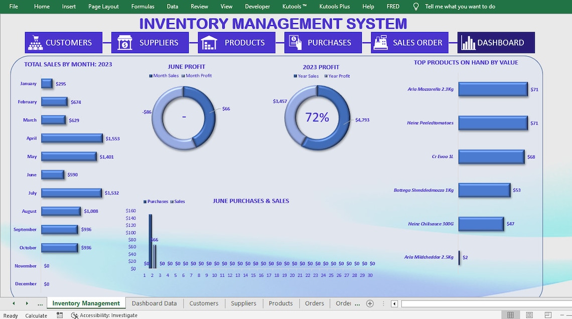 All-in-one Inventory Management System, Small Business Inventory Excel ...
