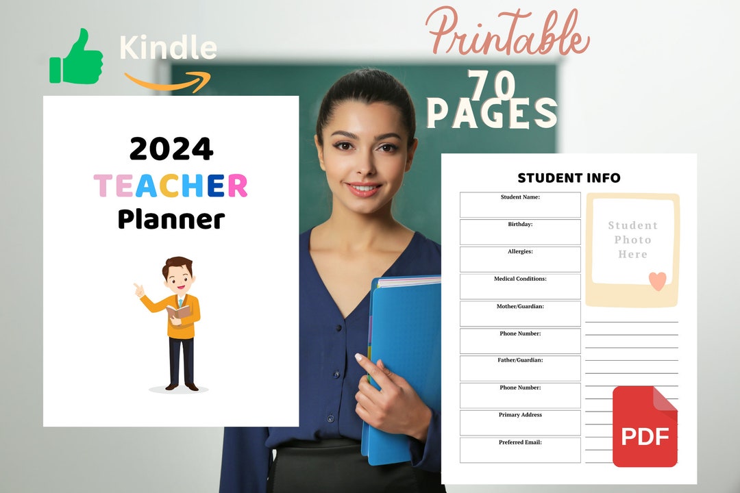 2024 Teacher Planner Printable PDF KDP Interior Teacher Binder Pastel ...
