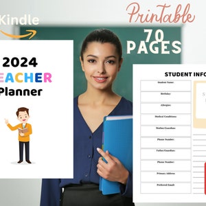 2024 Teacher Planner Printable PDF KDP Interior Teacher Binder Pastel ...