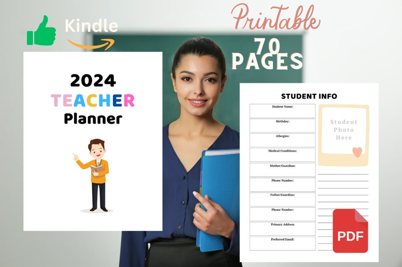 2024 Teacher Planner Printable PDF KDP Interior Teacher Binder Pastel ...