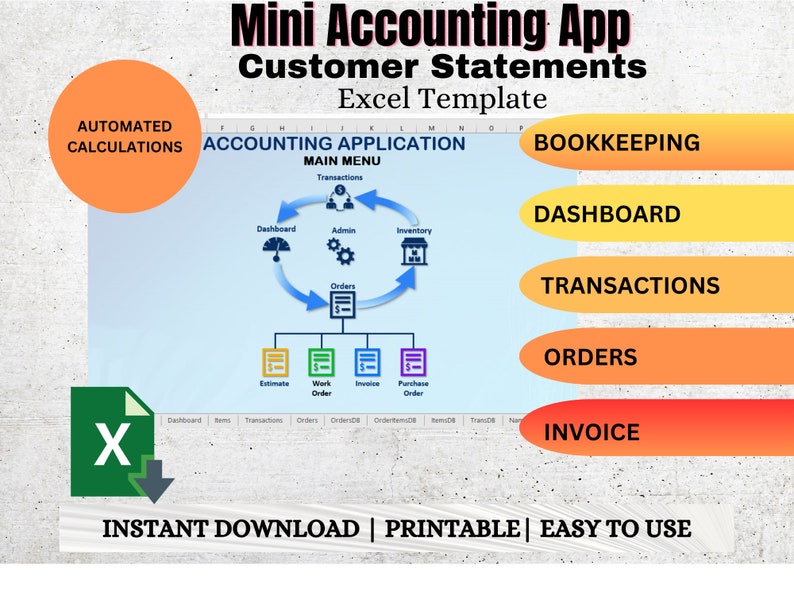 Accounting Excel Application: Invoice Tracker, Customer Statements - Etsy