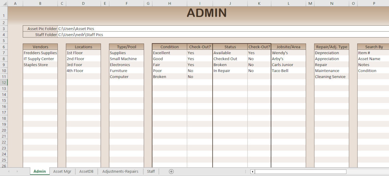 ASSET & TOOL MANAGER | Excel Application Inventory Order Tracker ...