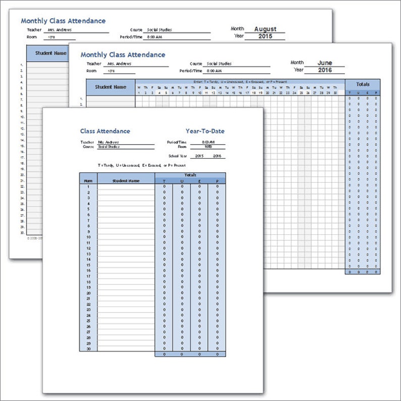 Class Attendance Tracker Excel Template – Yearly Student Attendance ...
