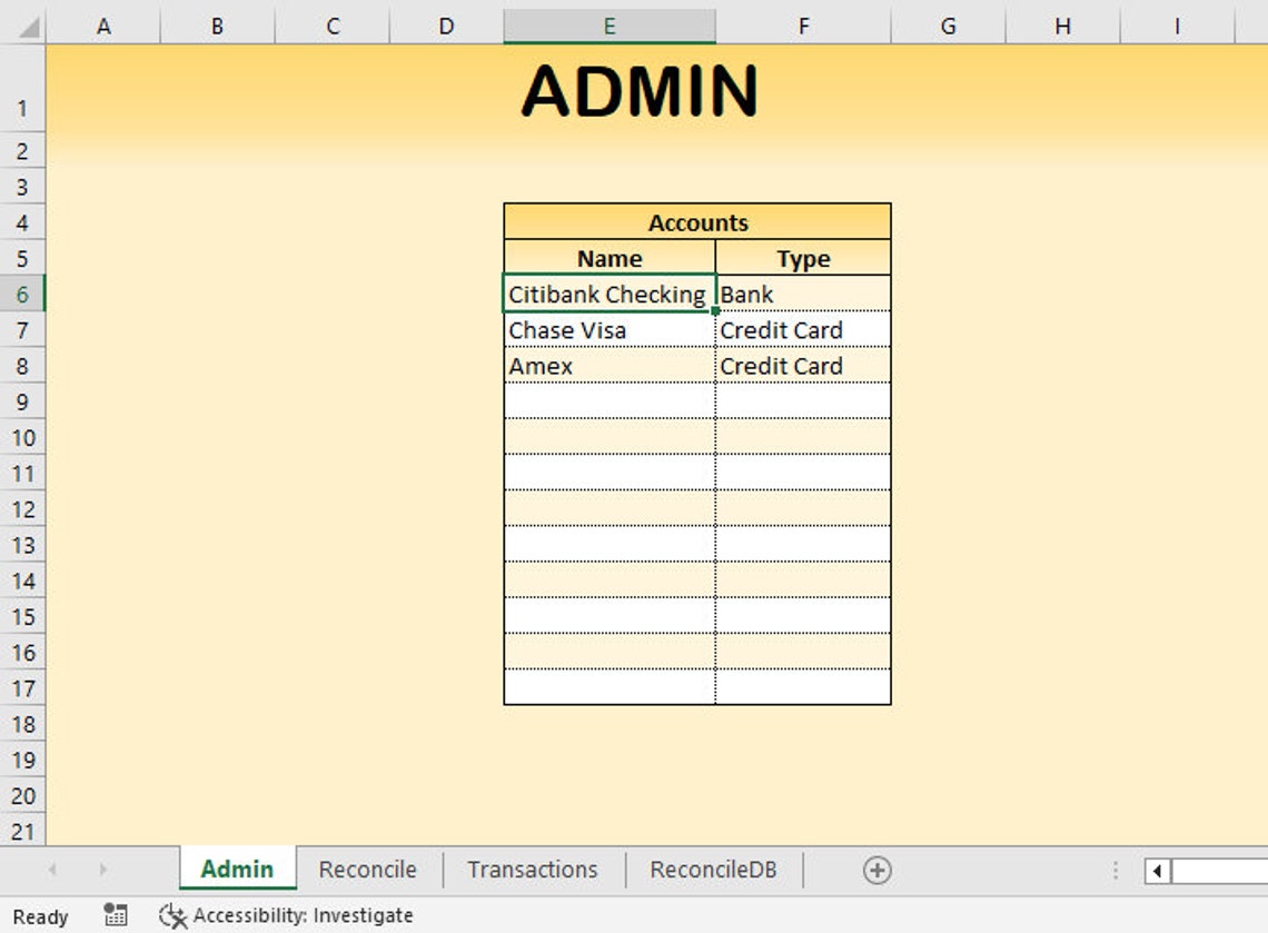 Account Reconciliation Manager: Excel Template & Google Sheets - Etsy