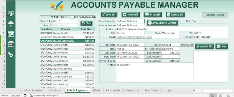 Accounts Payable Manager: Excel Application With Invoice Tracker - Etsy