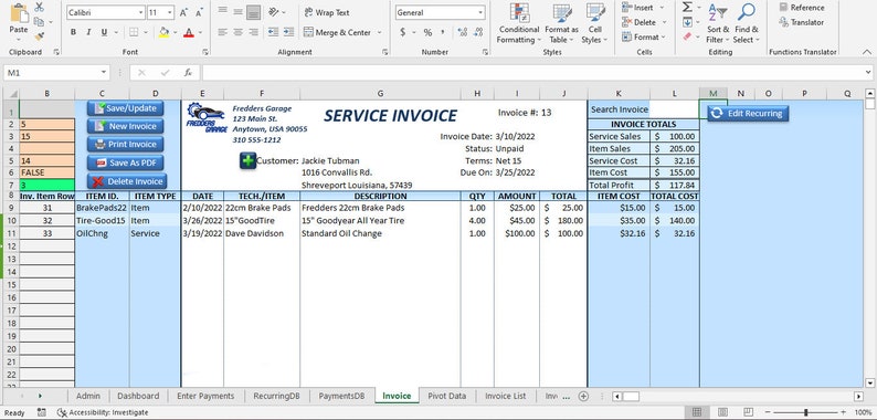 Accounts Receivable Manager Excel Template | Invoice & Payment Tracker ...
