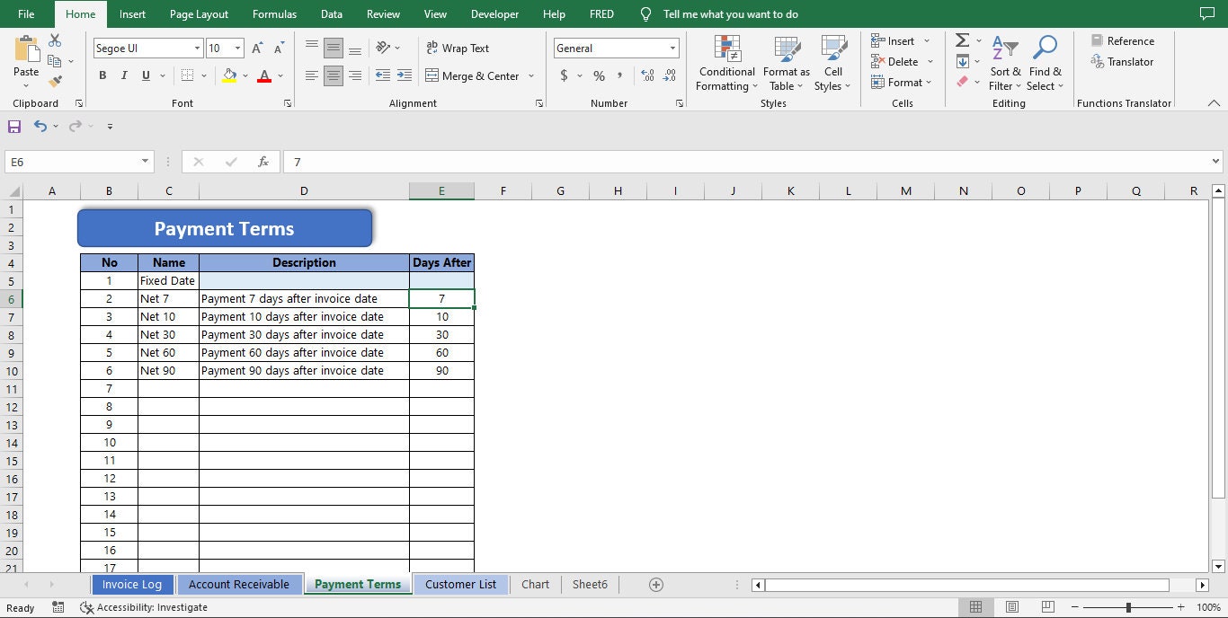Account Receivable Excel Template Google Sheets Compatible Instant ...