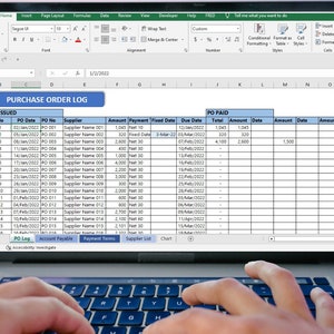 Account Payable | Excel Editable Template Purchase Order Log Payment ...