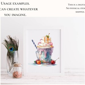 Watercolor Milkshake Clipart, Dessert Ice Cream Clipart Bundle, Cute ...