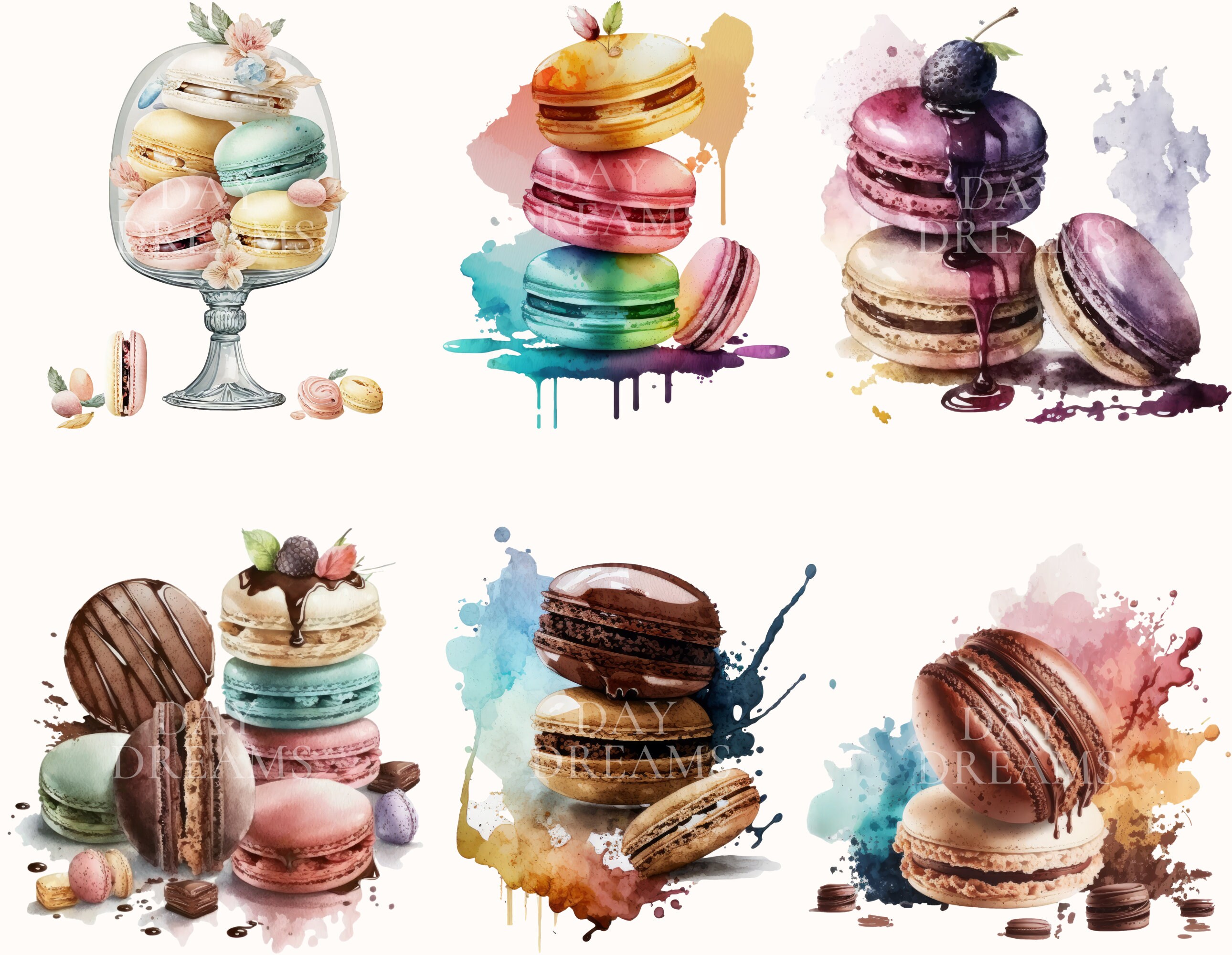 Watercolor Macaroons Clipart Food Illustration Clipart - Etsy