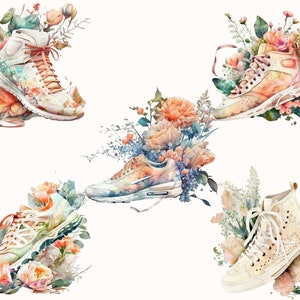 Watercolor Sneakers Clipart, Flowers Sneakers Png, Flowers Clipart ...