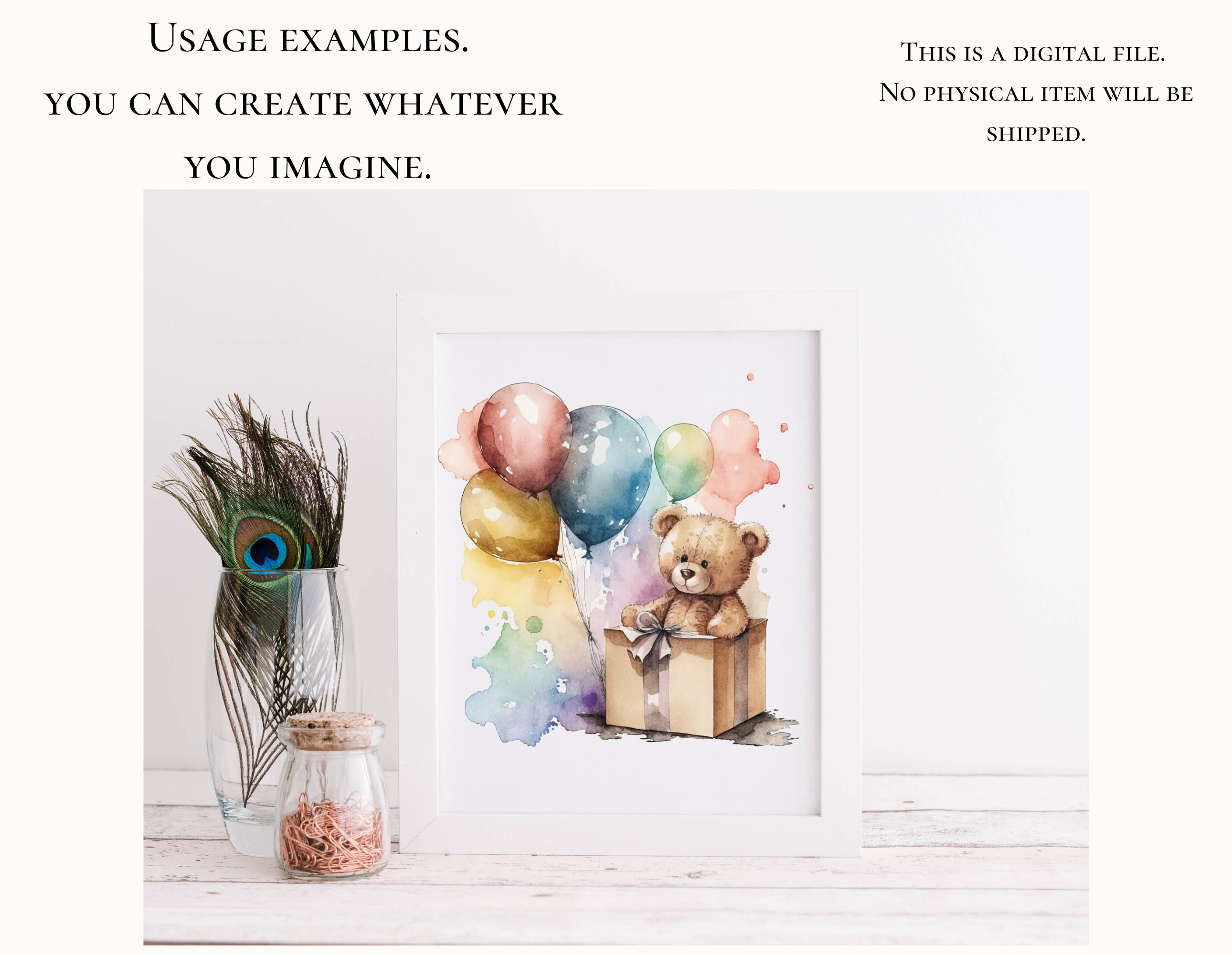 Watercolor Birthday Gift Clipart Balloons Clipart Gift Box - Etsy