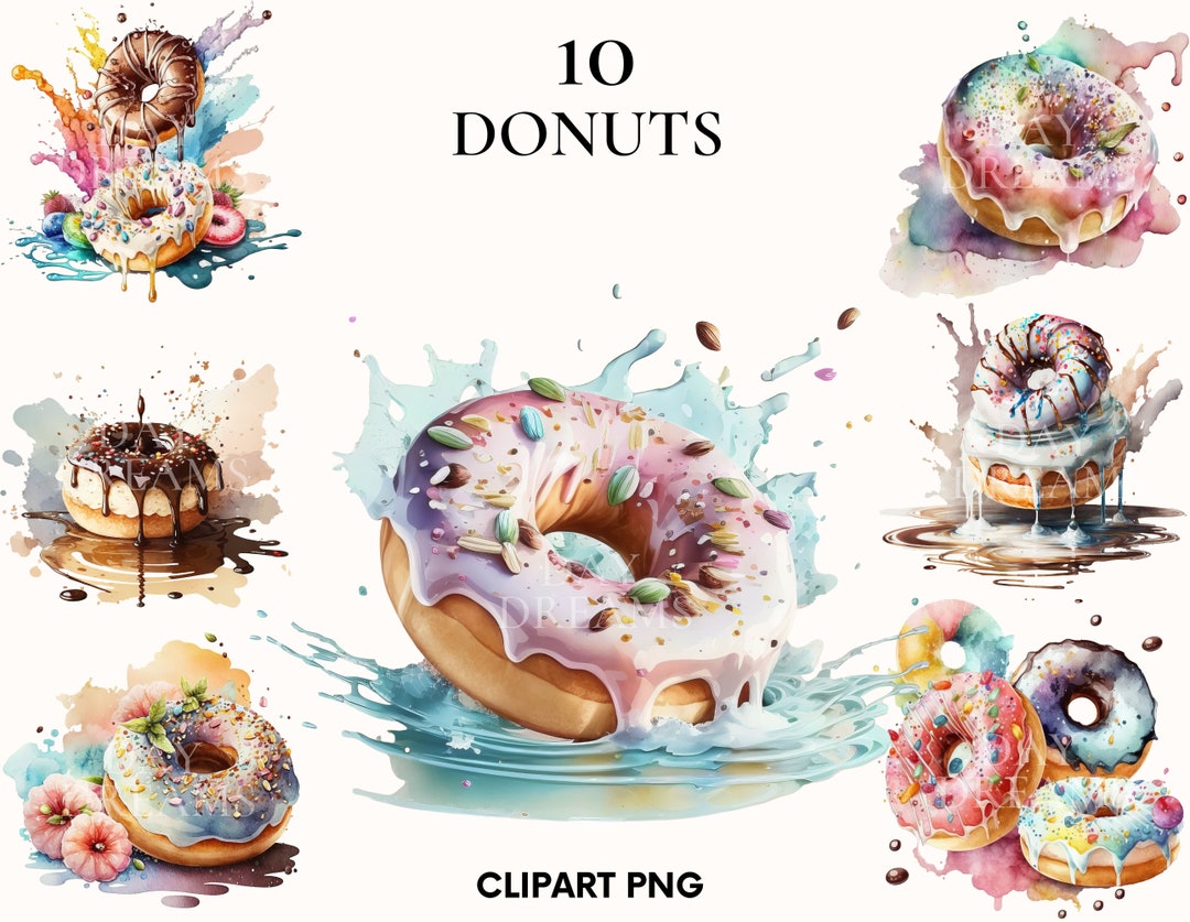 Donuts Clipart, Food Illustration Clipart Bundle, Cute Small Cake ...