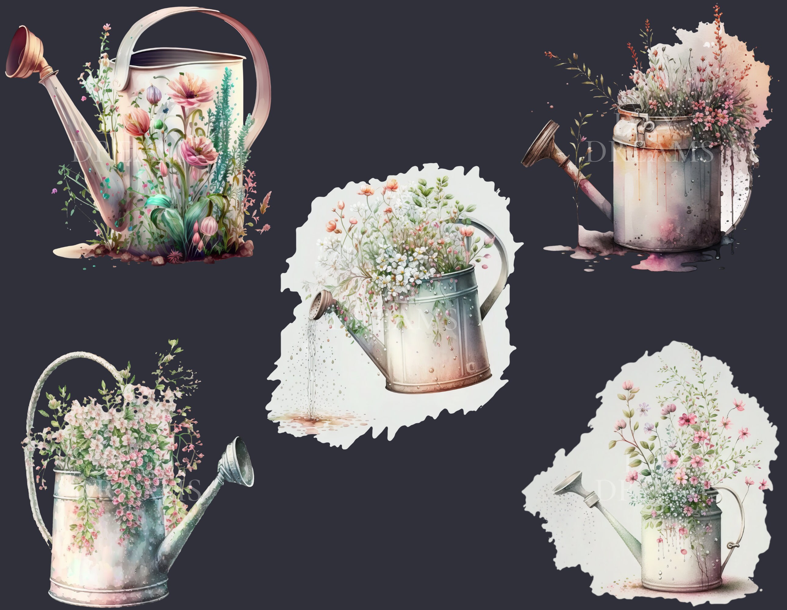 Watering Can Clipart Watercolor Watering Can With Flowers - Etsy UK