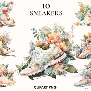 Watercolor Sneakers Clipart, Flowers Sneakers Png, Flowers Clipart ...