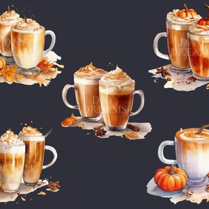 Watercolor Pumpkin Spice Coffee Clipart, Autumn Clipart Bundle, Coffee ...