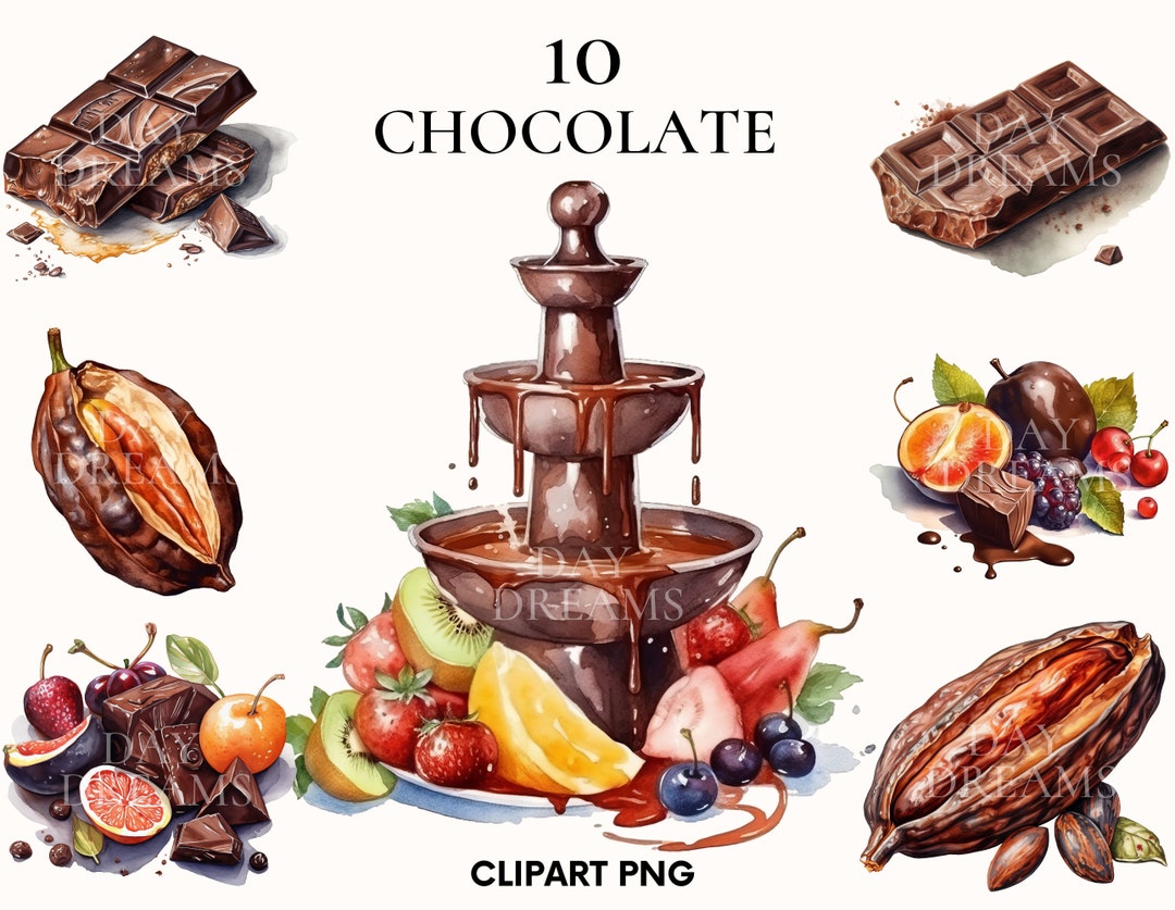 Watercolor Chocolate Clipart, Food Clipart Bundle, Chocolate Png ...