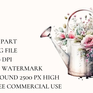 Watering Can Clipart, Watercolor Watering Can With Flowers Clipart ...