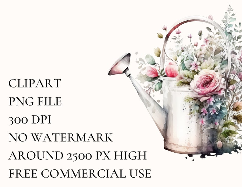 Watering Can Clipart Watercolor Watering Can With Flowers - Etsy