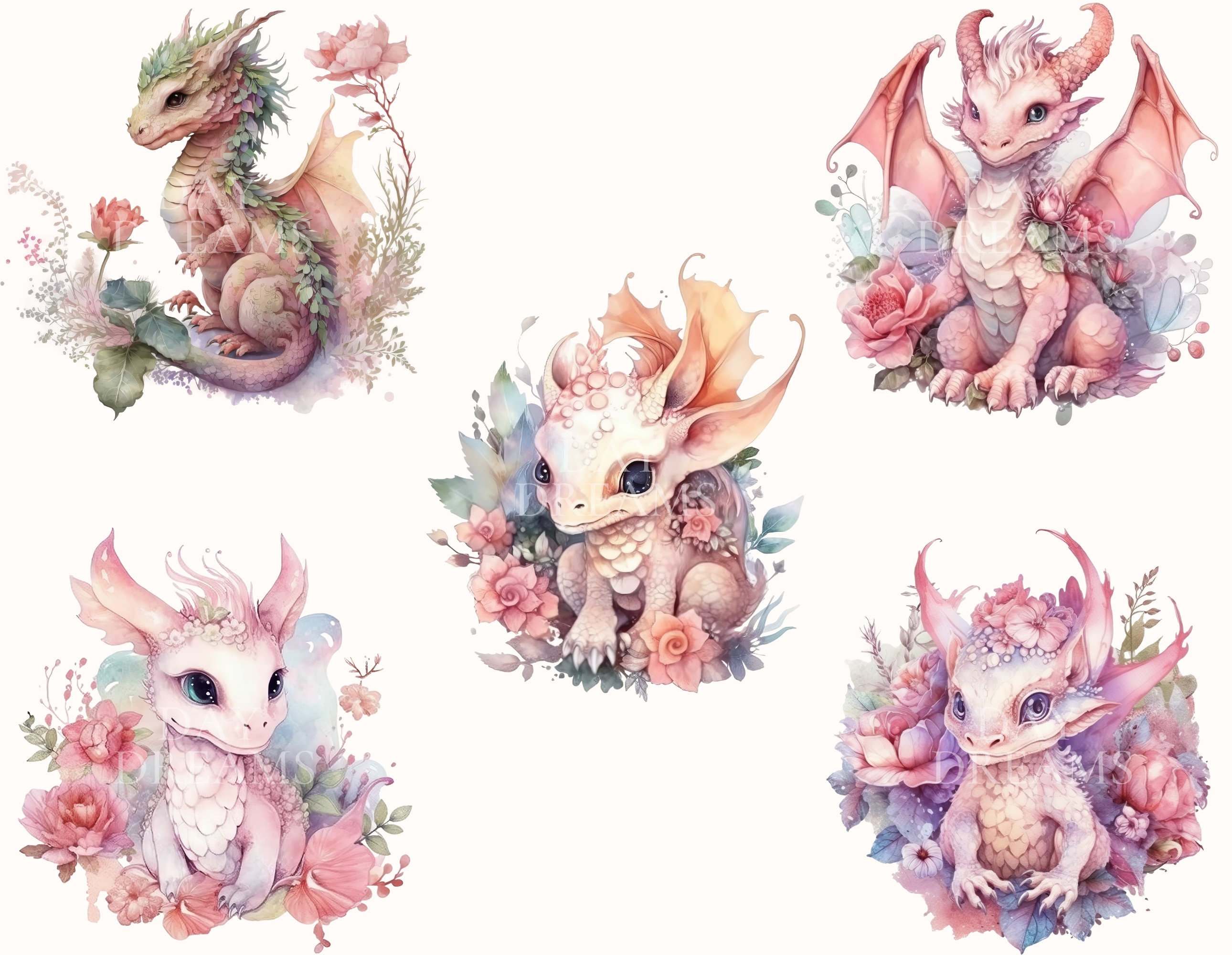 Baby Dragon Clipart, Fairy Tale Clipart Bundle, Beautiful Fantasy ...