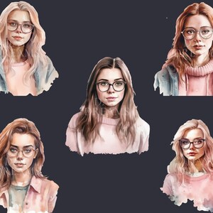 Watercolor Woman Clipart, Gentle Faces Clipart Bundle, Beautiful Girl ...