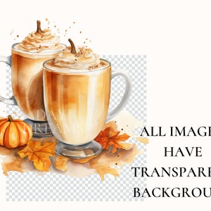 Watercolor Pumpkin Spice Coffee Clipart, Autumn Clipart Bundle, Coffee ...