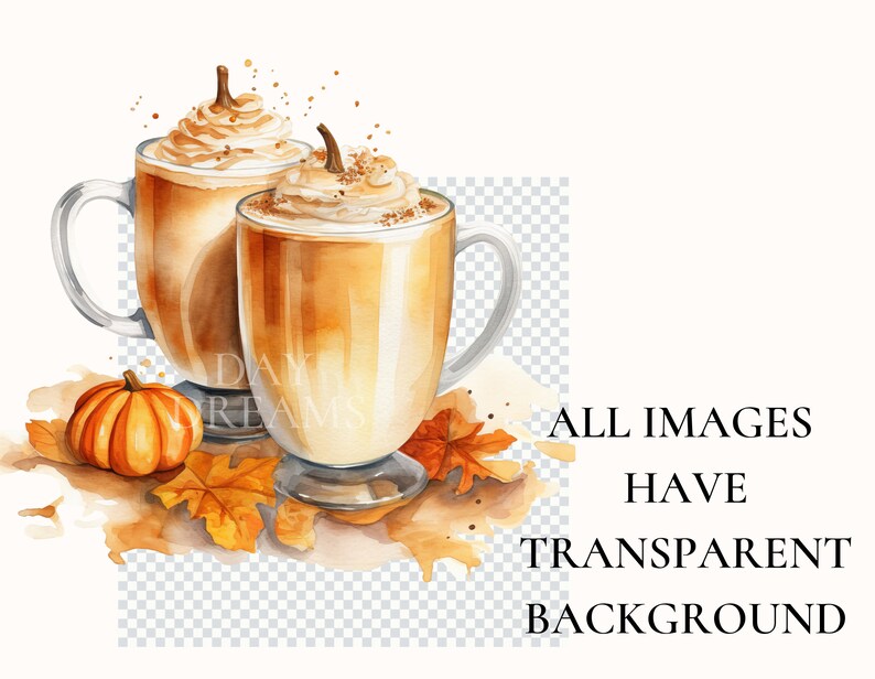 Watercolor Pumpkin Spice Coffee Clipart, Autumn Clipart Bundle, Coffee ...