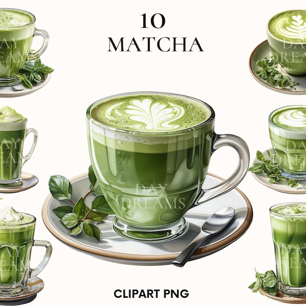 Matcha Latte Clipart - Etsy