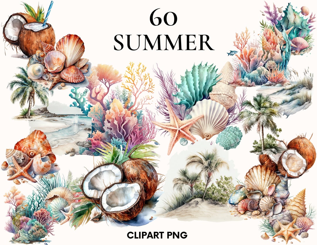 Seashore Clipart, Seashell Clipart, Summer Clipart, Holiday Clipart ...