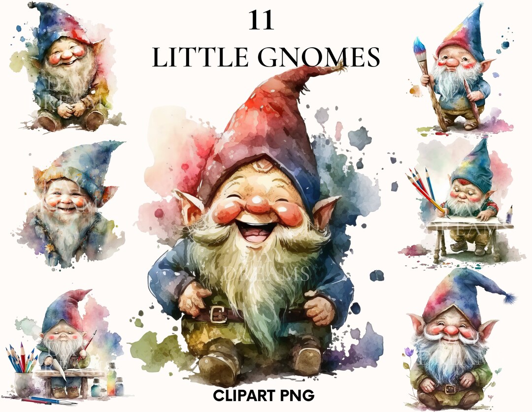 Watercolor Sweet Gnome Clipart Cute Little Gnome Clipart - Etsy