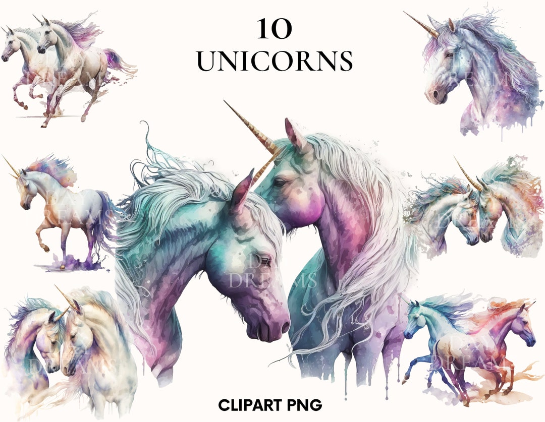 Rainbow Unicorn Clipart, Fairy Tale Unicorn Clipart Bundle, Fantasy ...