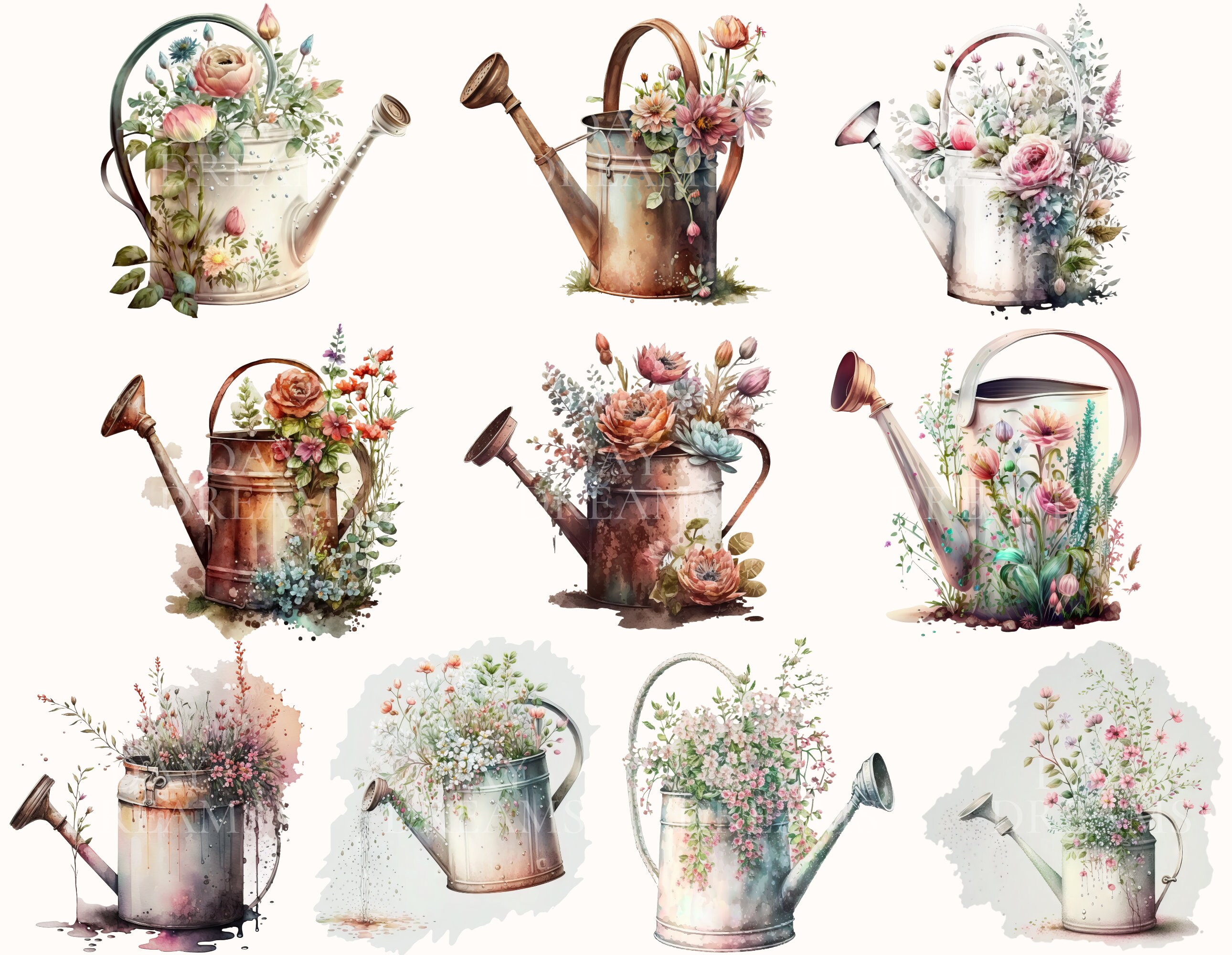 Watering Can Clipart Watercolor Watering Can With Flowers - Etsy UK
