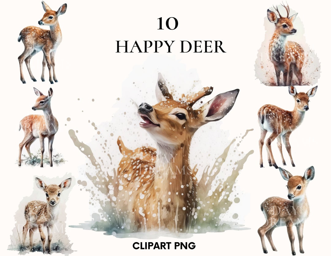Watercolor Deer Clipart, Baby Deer Clipart, Woodland Animal Clipart ...
