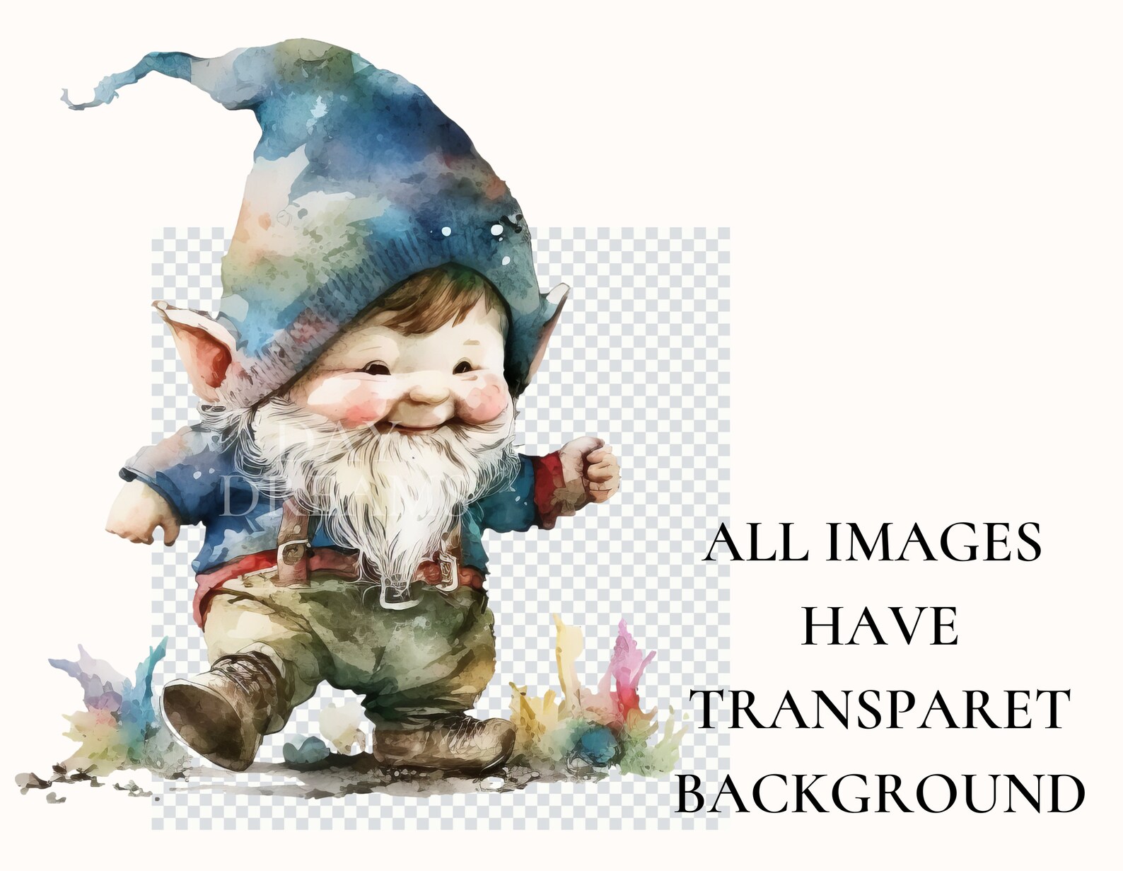 Watercolor Sweet Gnome Clipart, Cute Little Gnome Clipart Bundle, Tiny ...