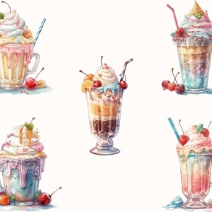Watercolor Milkshake Clipart, Dessert Ice Cream Clipart Bundle, Cute ...