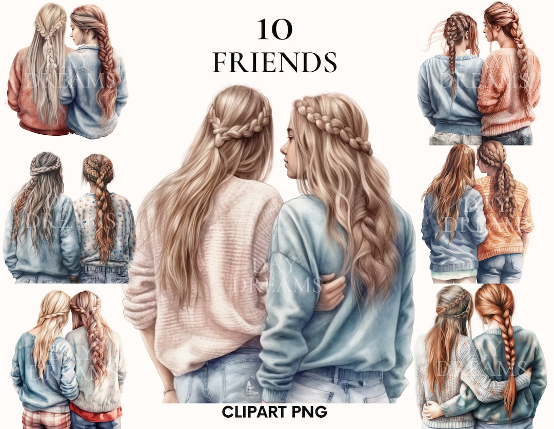 Watercolor Best Friend Clipart, Friends Clipart Bundle, Soul Sisters ...