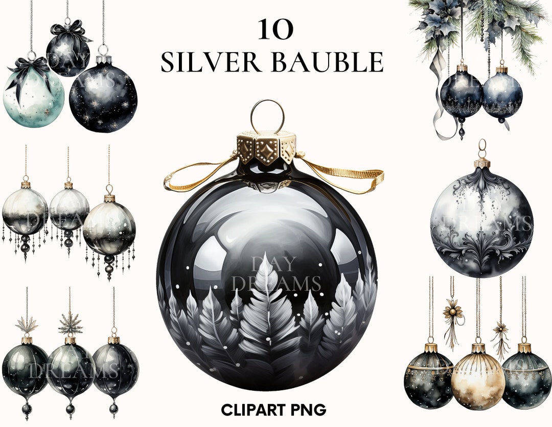 Christmas Bauble Clipart, Silver Bauble Clipart Bundle, Gold Clipart ...