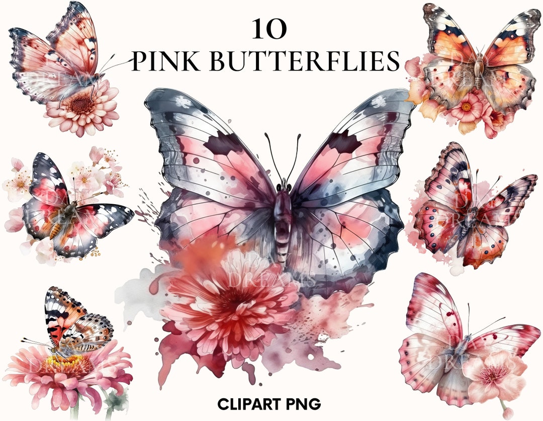 Watercolor Butterfly Clipart, Cute Butterfly Clipart Bundle, Spring ...