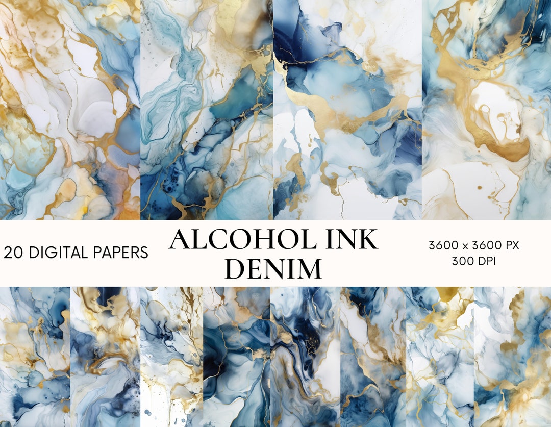 Blue and Gold Marble Digital Paper, Marble Texture, Gold Marble ...