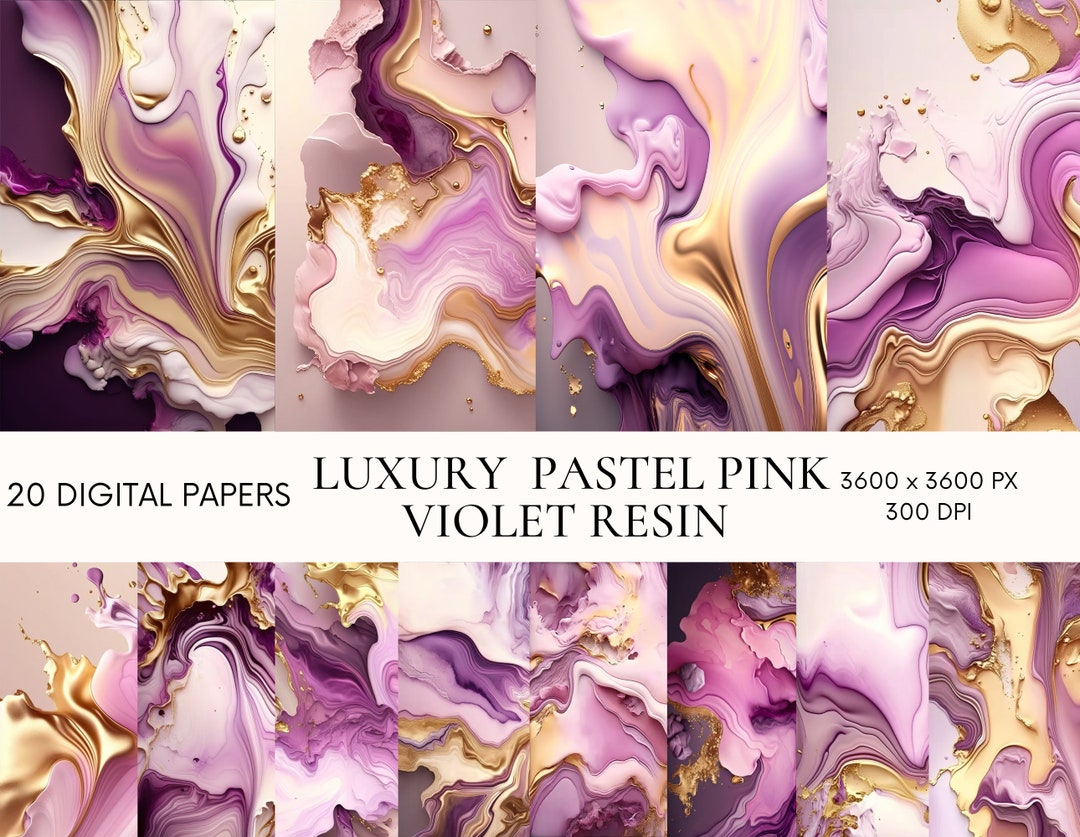 Violet and Pink Marble Digital Paper, Resin Texture Instant Download ...