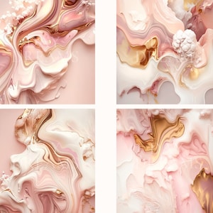 Pink and Rose Gold Marble Digital Paper, Resin Texture Instant Download ...