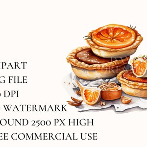 Pumpkin Pie Clipart, Food Clipart Bundle, Cake Clipart, Watercolor Cake ...