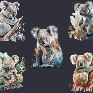 Watercolor Koala Bear Clipart, Koalas Clipart Bundle, Wild Clipart, Zoo ...