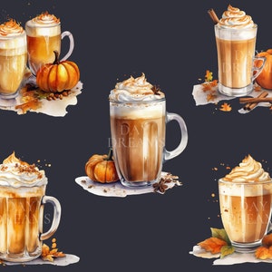 Watercolor Pumpkin Spice Coffee Clipart, Autumn Clipart Bundle, Coffee ...