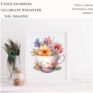 Watercolor Tea Cup Clipart, Tea Party Clipart Bundle, Cute Japanese Tea ...