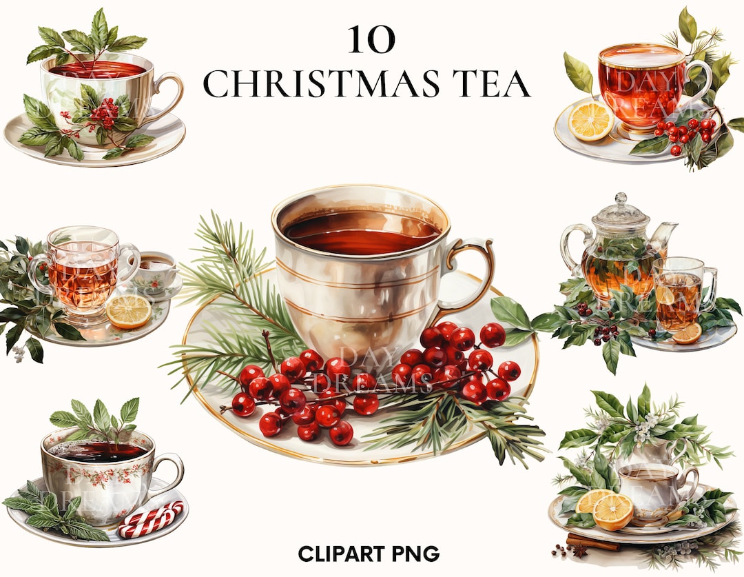 Watercolor Tea Cup Clipart, Tea Party Clipart Bundle, Winter Tea Cup ...