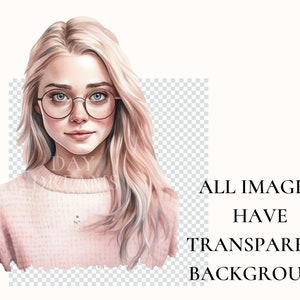 Watercolor Woman Clipart, Gentle Faces Clipart Bundle, Beautiful Girl ...